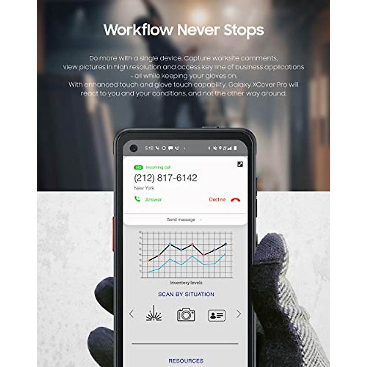 Samsung Galaxy XCover Pro | Rugged (IP68 Rated) Unlocked (Verizon and AT&T) | Dual Sim | 64GB of Storage | SM-G715UZKDXAA, Black