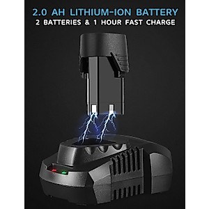 S-LONG Extended Cordless Ratchet Wrench Set, 3/8" 400 RPM 12V Power Electric Ratchet Driver with 12 Sockets, Two 2000mAh Lithium-Ion Batteries and 60-Min Fast Charge