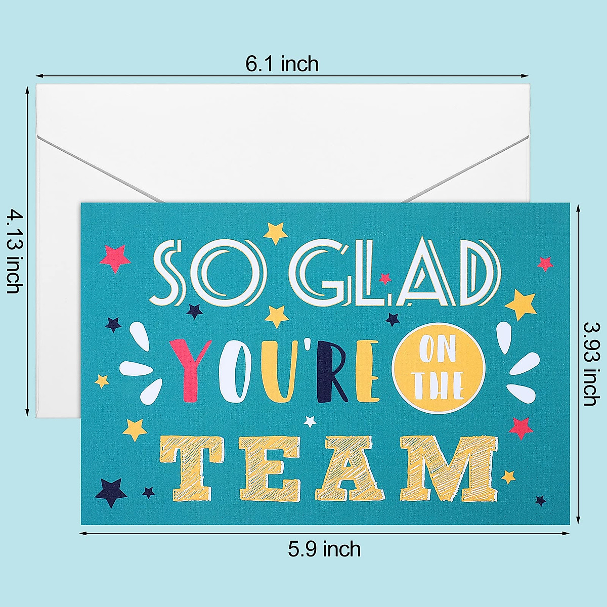 48 Pack Welcome to Team Cards Employee Appreciation Cards with 48 Envelopes So Glad You're on the Team Work Anniversary Cards Staff Thank You Cards for Recognition Gifts, 5.9 x 3.9Inch(Star Style)