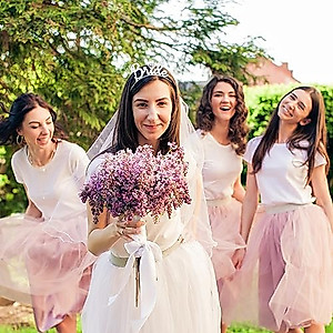 Jaciya Rhinestone Bridal Headband with Veil, Sparkly Headpiece for Bachelorette Party and Bridal Shower