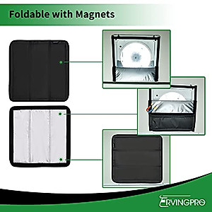 RVINGPRO Magnetic RV Window Shade 16"x16", Double-Side Foldable RV Vent Blackout Shade, Reflective RV Skylight Shade Cover for Inside Camper, with Storage Bag & Velcro, Black