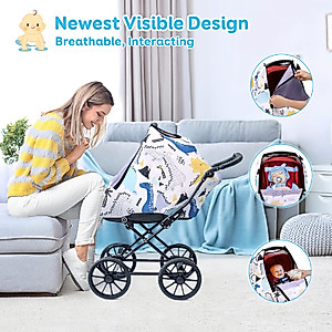 Baby Car Seat Covers, Car Seat Cover for Baby with Breathable Peep Window, Stretchy Nursing Covers Suitable All Seasons, Boys and Girls Shower Gifts, Breastfeeding Covers, Universal Fit, Dinosaur