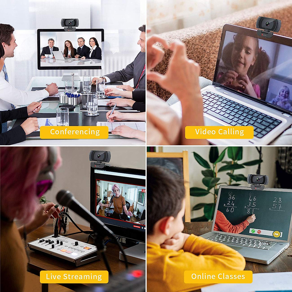 Angetube 1080P HD Webcam, USB Web cam with Autofocus Built-in Microphone & Privacy Cover，Webcam for Laptop，Streaming Web Camera for Skype/Zoom/FaceTime/Hangouts - Control Software Included