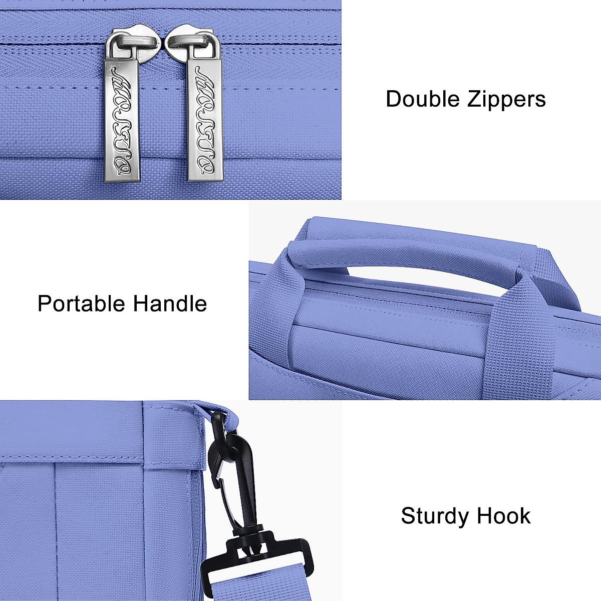 MOSISO Laptop Shoulder Messenger Bag Compatible with MacBook Air 15 inch M2 A2941/Pro 16 inch M3 A2991 M2 A2780 M1 A2485 A2141,15-15.6 inch Notebook with Adjustable Depth at Bottom, Lavender Gray