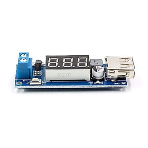 DAOKI 2 Pack DC-DC Buck Voltage Converter 6.5-40V to 5V 2A Step-Down USB Output Voltmeter Module Low Power Transformer with LED Display, 24AWG Wire