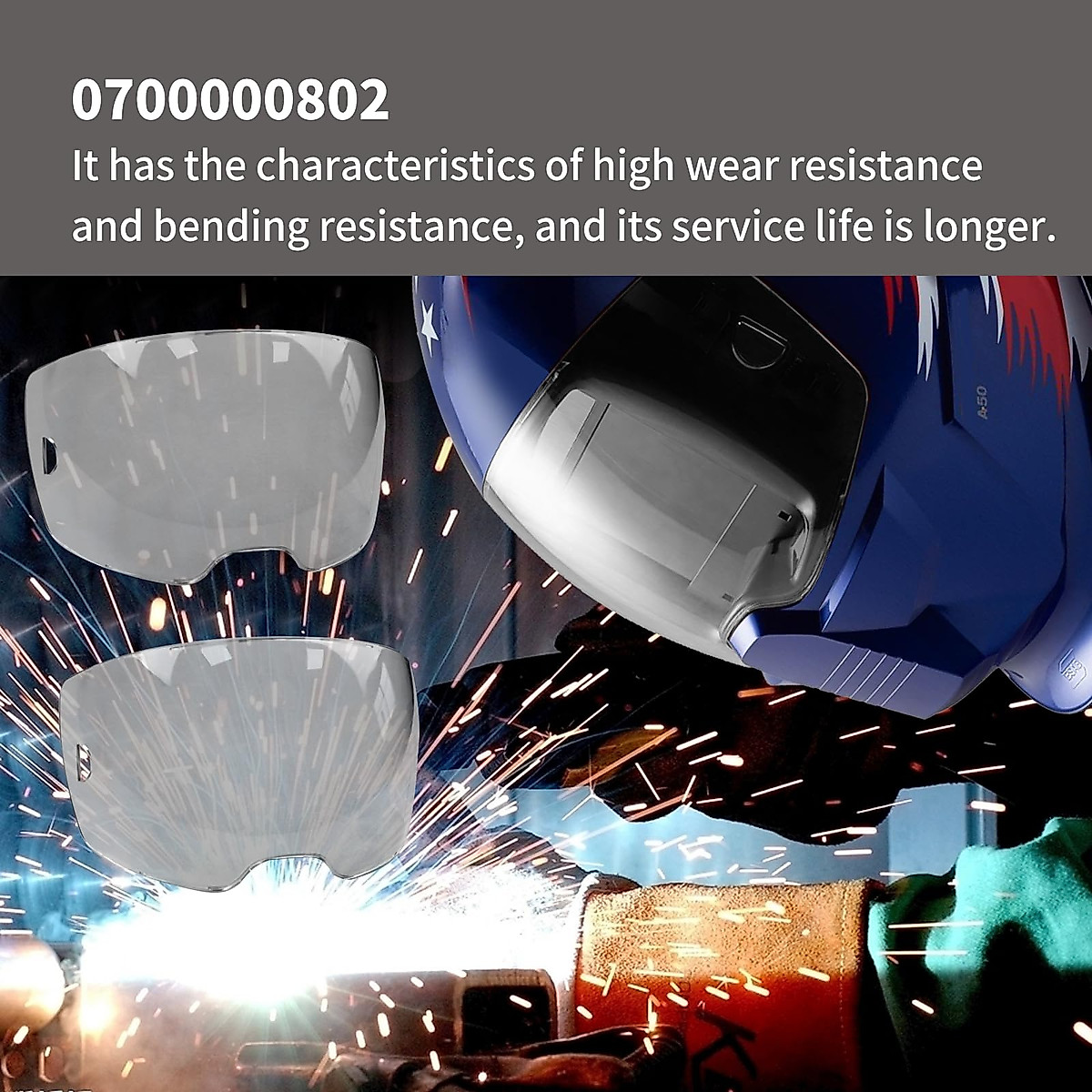 5 PACK 0700000802 Clear Front Cover Lens, Clear Polycarbonate Outside Cover Lens, 3.93" x 2.36" Viewing Lens, A50 Welding Helmet Cover Lens, Compatible with ESAB 0700000800 Sentinel A50 Welding Helmet