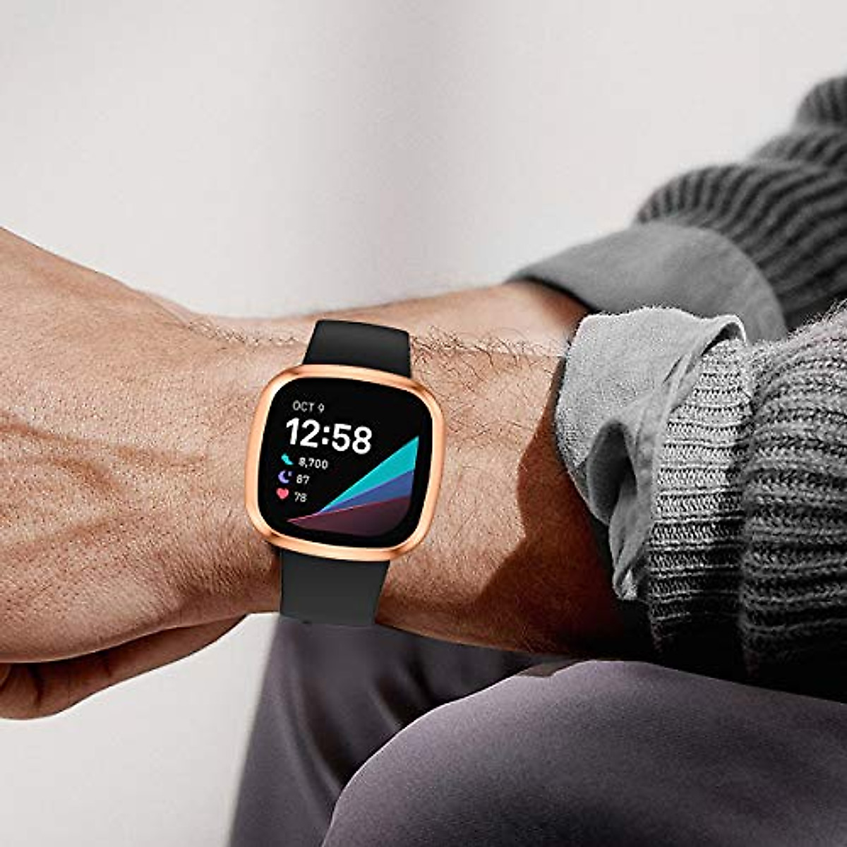 ZEBRE [4-Pack] Screen Protector Case Compatible with Fitbit Sense/Versa 3, TPU Rugged Bumper Case Cover All-Around Protective Plated Shell Accessories [Scratch-Proof] for Sense Smartwatch