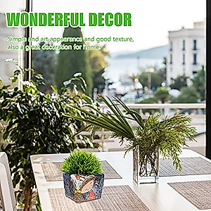 Happyyami Home Decor Outdoor Planters Pottery Succulent Planter Pot Cute Hand Painted Boy Flower Plant Pots Handicraft Bonsai Plant Vase Container for Home Office Decor Blue Indoor Planters Desk Decor