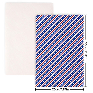 Whaline 4th of July Faux Leather Sheets 8 x 12 Inch Patriotic Synthetic Leather Fabric Glitter Red Blue Stars Stripes National Flag Faux Leather for Independence Day DIY Craft Earring Hair Bow, 12Pcs