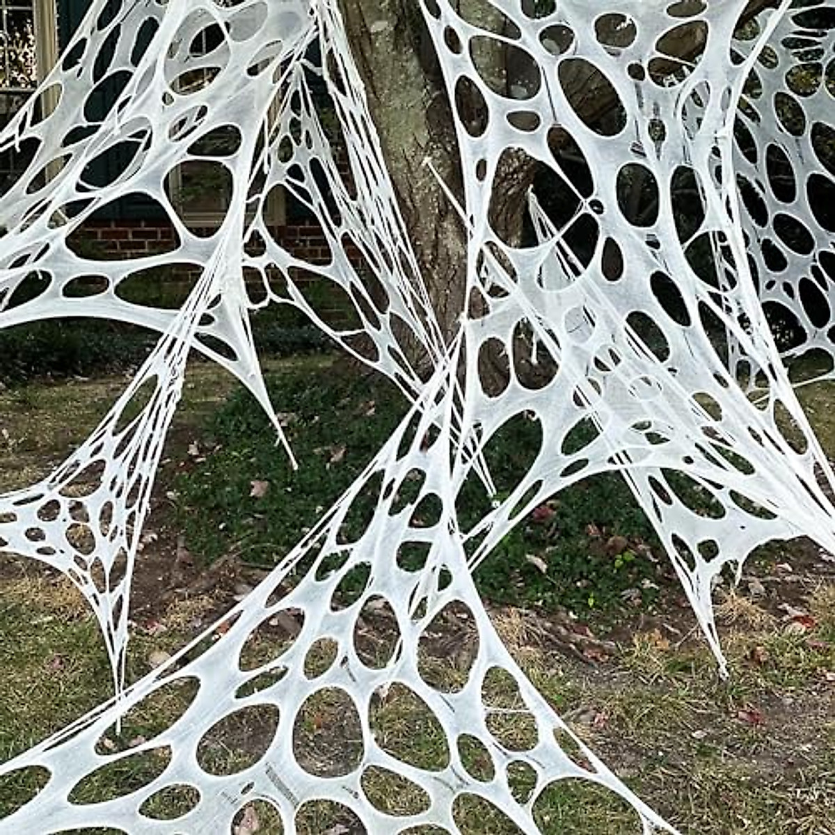 JOYSELLER Spider Web Halloween Decorations Outdoor, Stretchy 450 sqft Halloween Spider Web, Cut-Your-Own Flexible Spider Webbing for Halloween Decor (Spiders Not Included)