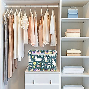 RunningBear Unicorn and Fairytale Large Storage Bins with Lid Collapsible Storage Bin Box Shelves Cube Storage Foldable Fabric Storage Boxes for Clothes Towels Magazine