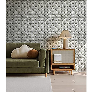 Heroad Brand Green Leaf Wallpaper Peel and Stick Green Ginkgo Leaves Wallpaper Geometry Contact Paper Self Adhesive Boho Thicken Contact Paper for Cabinets Removable Waterproof Vinyl 15.5"x196"