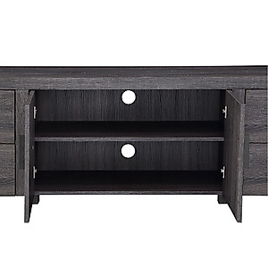 Walker Edison Industrial Modern Wood Universal TV Stand with Cabinet Doors for TV's up to 80" Living Room Storage Shelves Entertainment Center, 70 Inch, Charcoal