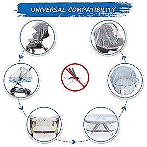 Baby Mosquito Net for Stroller, Durable Bug Net for Stroller, Bassinets, Cradles, Playards, Pack N Plays and Portable Mini Crib, Portable & Durable Baby Insect Netting
