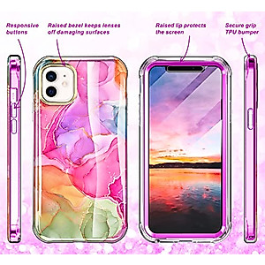 Hocase for iPhone 12 Case iPhone 12 Pro Case, (with Built-in Screen Protector) Cute Rugged Shockproof Slim Lightweight TPU Full Body Protective Case for iPhone 12/12 Pro (6.1") - Purple Meets Pink