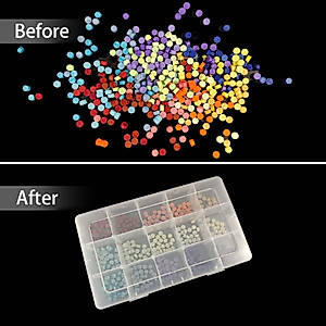 Rinrda 2 Pack Large 15 Girds Clear Plastic Organizer Box - Container with Adjustable Dividers for Bead,Jewelry,Craft,Fishin,Small Parts