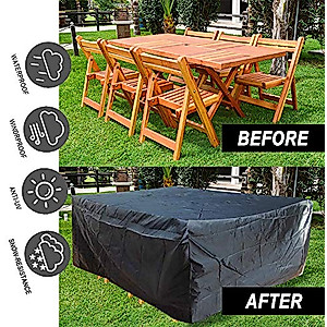 UCARE Patio Table Cover Rectangular Waterproof 210D Oxford Protection Garden Table Covers Dustproof Patio Furniture Covers for Garden Outdoor Indoor (84x52x29in/ 213x132x74cm)