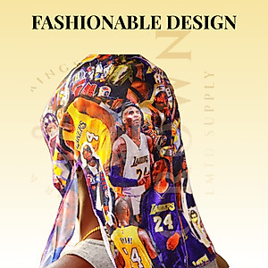 Afro Design Durag Silky 360 wave Du Rag with long tails and quadruple stitching. Pan African American Pride Style (Mamba 24 Collage)