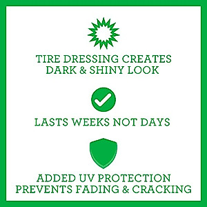 Trinova Tire Shine Spray No Wipe - Automotive Clear Coat Dressing for Wet & Slick Finish - Keeps Tires Black - with Rubber Protector - Prevents Fading & Yellowing - 18 OZ