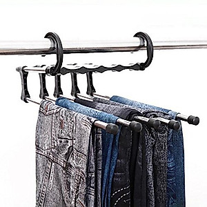 OKOKMALL US--Space Saver Hangers Organizer Pant Trouser Stand Rack Magic Hanger 5 In 1 New