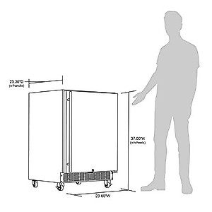 NewAir 24" Built-in 160 Can Outdoor Beverage Fridge in Weatherproof Stainless Steel with Auto-Closing Door and Easy Glide Casters. New Air Mini Fridge, Built-In or Freestanding Outdoor Fridge