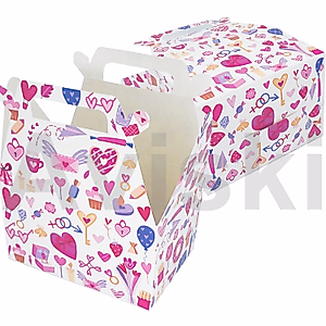 Aviski 12Pcs Valentine's Day Treat Boxes Small Goodie Present Boxes Recycled Party Favor Boxes Heart Printed Cardboard Box for Candy, Cookies and Party Favors, 6 Patterns