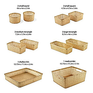 Isaac Jacobs 10-Piece Glitter Plastic Organizer (13.75” x 11.2” x 5.1”) Set w/Cut-Out Handles, Multi-Functional Home Storage, Desk, Office, Bathroom, Bedroom, Closet, Playroom (10-Piece, Gold)