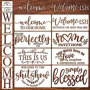 Welcome Stencils for Painting on Wood Farmhouse Stencils for Painting Plastic Welcome Stencil Letter Word Painting Stencils for Wall Wood Porch Sign