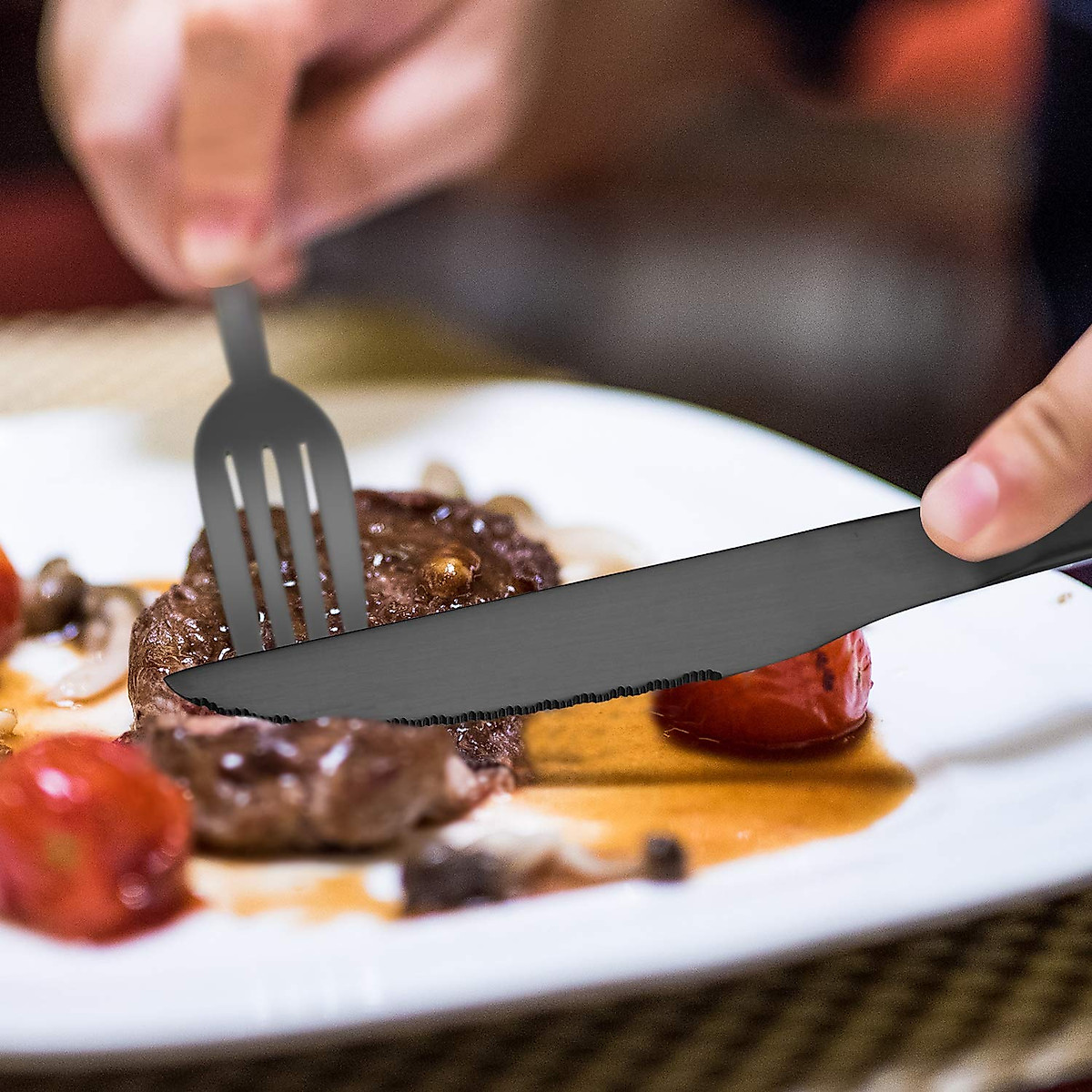 sharecook SHARECOKK Steak Knives Set of 4 - Stainless Steel Serrated Steak Knives, Kitchen Steak Knife Set, Dishwasher Safe