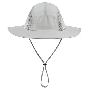 Home Prefer Sun Hats for Men Women Fishing Hat UPF 50+ Wide Brim Bucket Hat UV Protection Hat with Neck Flap Garden Beach (US, Alpha, One Size, Light Grey)