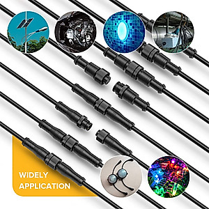 BTF-LIGHTING 3.28ft 3 Pin 18AWG IP68 Extension Cable Wire with Male and Female Connectors for WS2811 WS2812B SK6812 etc LED Strip 15mm Metal nut Small Size Home Lighting Connector