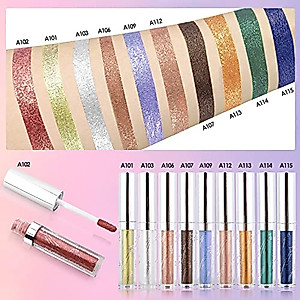 Hotiary Glitter Liquid Eyeshadow Metallic Pigments Shimmer Makeup Metals Gloss for Eyes Eyeliners Sparkling Eye Shadow Shiny Pen Eyeliner Kit Long Lasting Waterproof (Silver)