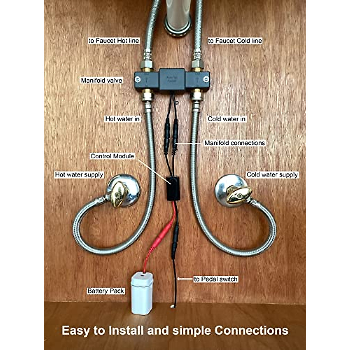 AutoTap AT400 Sink Pedal Faucet, Brushed Nickel, Instantaneous On/Off, Prevents Water Runoff, 8 Year Warranty
