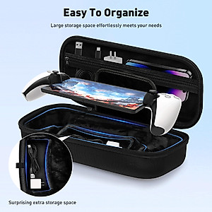 Foluck 3 in 1 Accessoris Set Compatible with Playstation Portal, EVA Carrying Case for PS5 Portal, Soft Silicone Protective Cover, 2 Pack Screen Protector, Ps Portal Accessories, Black