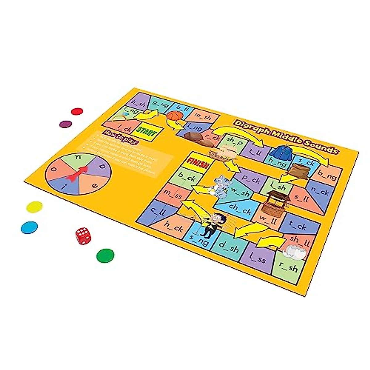 Junior Learning Phonics Board Games Set, 6 Counters, Ages 4-5, Language Skills, Pre K-K, Medium