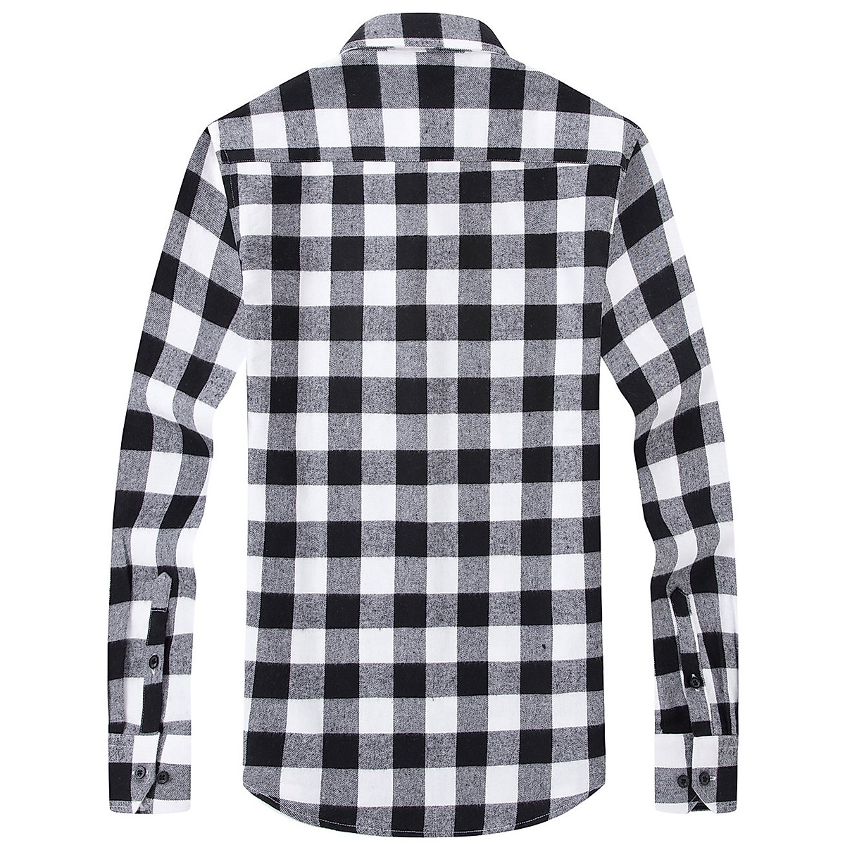 DOKKIA Men's Casual Dress Long Sleeve Buffalo Plaid Checkered Fitted Flannel Shirt (Black White Buffalo, XX-Large)