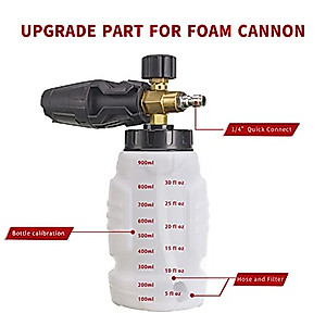 Tool Daily Foam Cannon, 1/4 Inch Quick Connect, Power Washer Foam Cannon with 5 Pressure Washer Nozzles,1 Liter