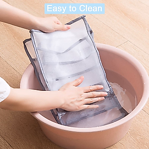 2 Pcs Wardrobe Clothes Organizer - 7 Grids Closet Organizers and Mesh Clothes Storage for Clothes, Washable Portable Foldable Drawer Organizers for Underwear, Leggings, Socks, Jeans, Skirts, T-Shirt