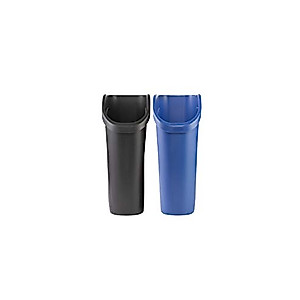 Rubbermaid Undercounter Small Trash Can, 2 Pack Blue and Black for Recycling/Waste, 6.4-Gallon, Fits under Sink/Desk/Cabinet for use in Kitchen/Bathroom/Office