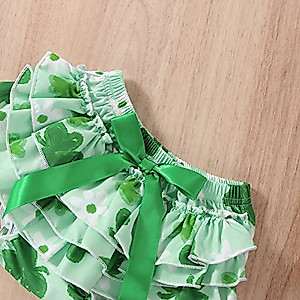 Infant Baby Girl Letters Print Romper Bodysuit High Waist Clover Tutu Shorts Bottoms St. Patrick's Day Clothes (Green,3-6 Months)