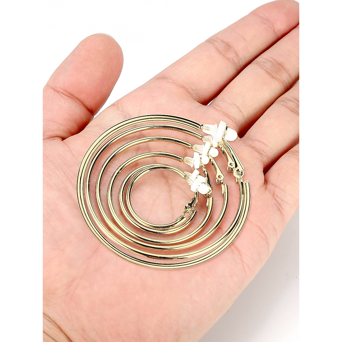 6 Pairs Earrings Clip On Earrings Non Piercing Earrings Set for Women and Girls, 6 Sizes (Gold Color)