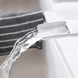 GSPDJ Waterfall Faucet Hot and Cold Full Copper Countertop Wash Basin Hand Basin Bathroom Toilet Single Hole Nordic Faucet Black/Pink/White (Color : White)