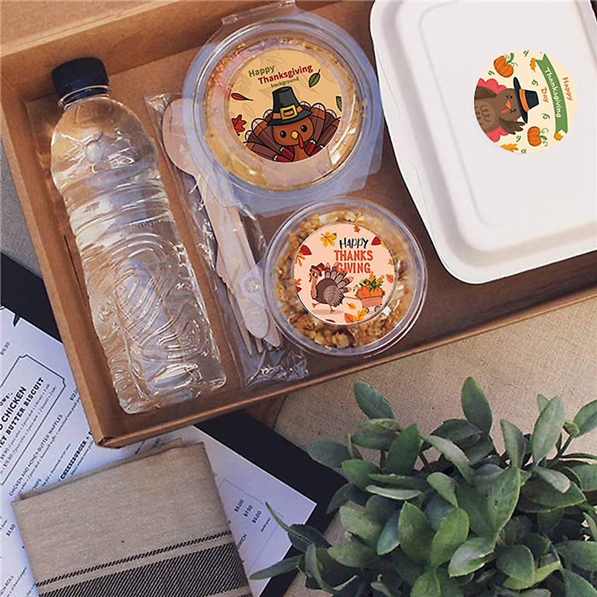 Turkey Happy Thanksgiving Stickers 500Pcs 1.0 Inch Autumn Turkey Label Stickers with 8 Style Turkey Patterns Great Thanksgiving Party Favor Self-Adhesive Sticker Roll for Kids Thanksgiving Card Decor