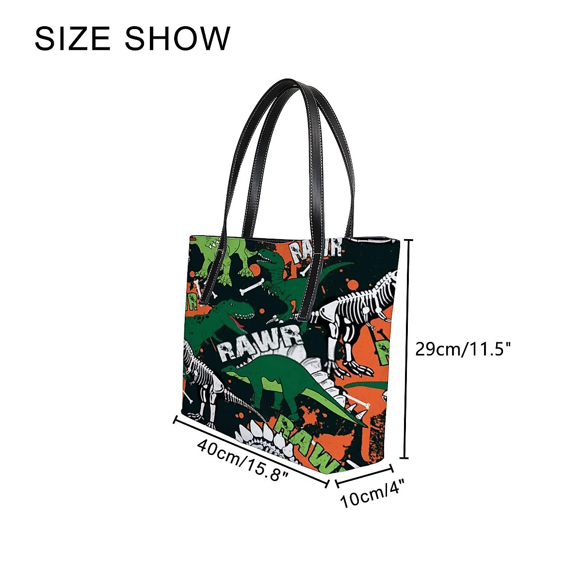 Fashion Tote Handbags Women's Soft Tote Shoulder Bag for Women Work Shopping Top Handle Satchel Bags, 15.8×4×15.4 inches,Dinosaur World