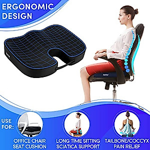 Stuffed Seat Cushion for Office Chair, Desk Chair Cushion for Long Sitting, Ergonomic Butt Cushion for Desk Chair, Gel Office Chair Seat Cushion, Memory Foam Butt Support for Chair