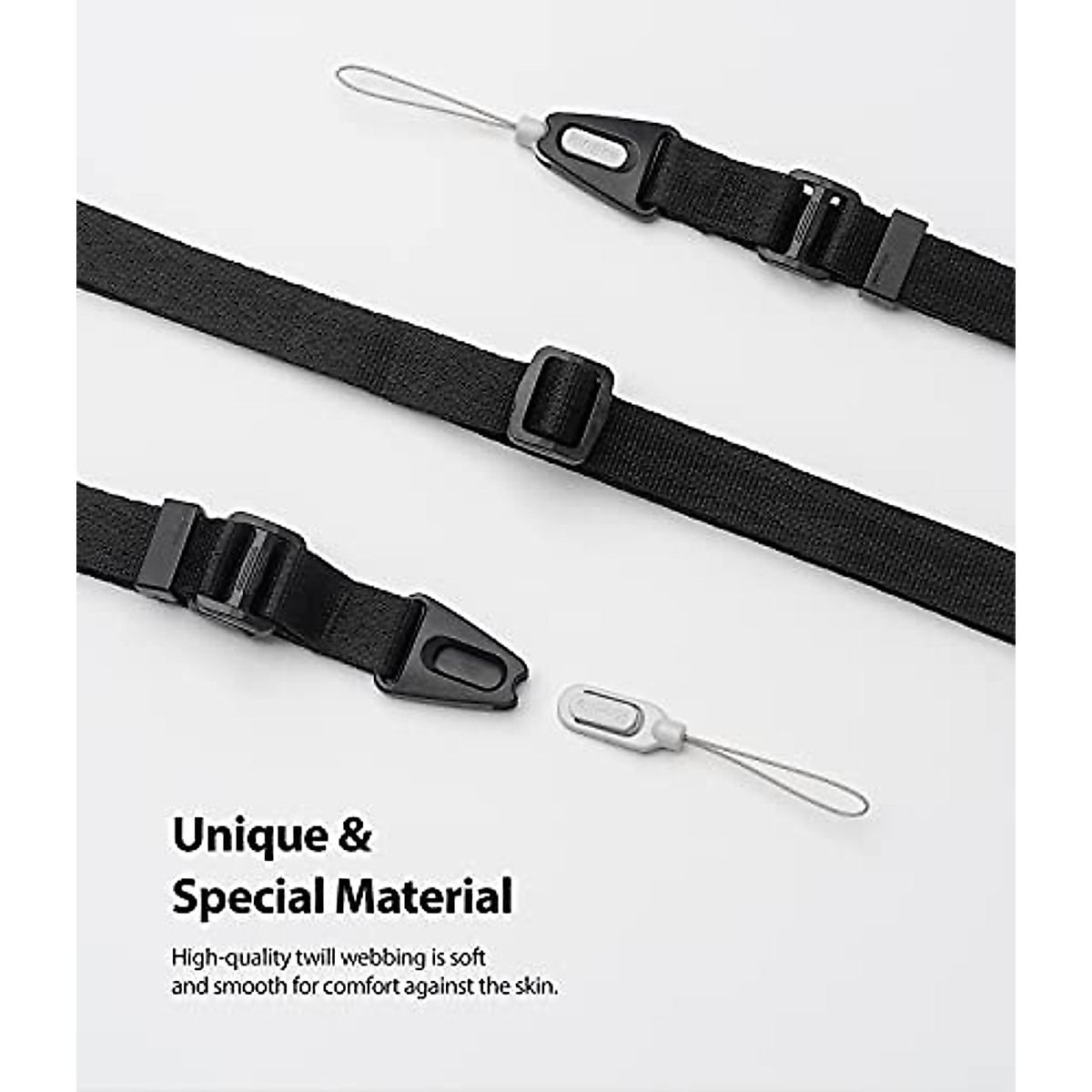 Ringke Lanyard Design Strap Shoulder Neck Hand Wrist Designed for Cell Phone Cases, Keys, Cameras & ID QuikCatch Lanyard Adjustable String - Black