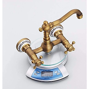 Faucet All Copper Antique Antique Kitchen Faucet Hot and Cold Washing Wall Type Swivel Pool European Bathtub Faucet