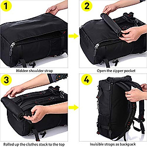 KAKA Travel Backpack,Carry-On Bag Water Resistant Flight Approved Weekender duffle backpack Rucksack Daypack for Men Women (Black)