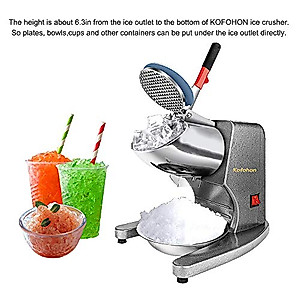 Ice Shaver,Electric Ice Crusher,Snow Cone Maker For Commercial&Home,Dual Stainless Steel Blades Shaved Ice Machine,216Lbs/H,Dual Lips&Higher Ice Outlet For Plates,Bowls And Cups,300W/2000RPM.