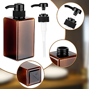 2 Pack 450ml/15.2oz Square Pump Bottle Dispenser Dulinkas Refillable Plastic Lotion Dispenser Empty Lotion Pump Bottle Liquid Container for Essential Oil Soap Lotion Shampoo Amber